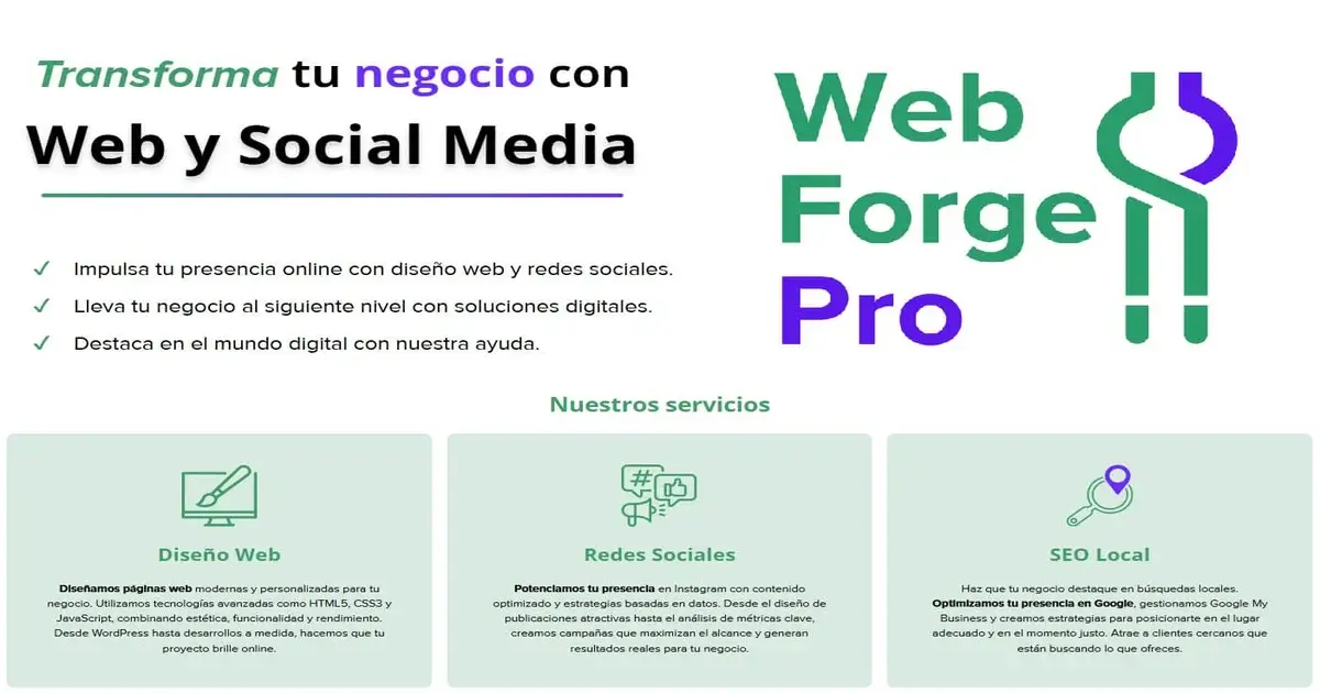 Web Forge Pro: Diseño Web y SEO Profesional